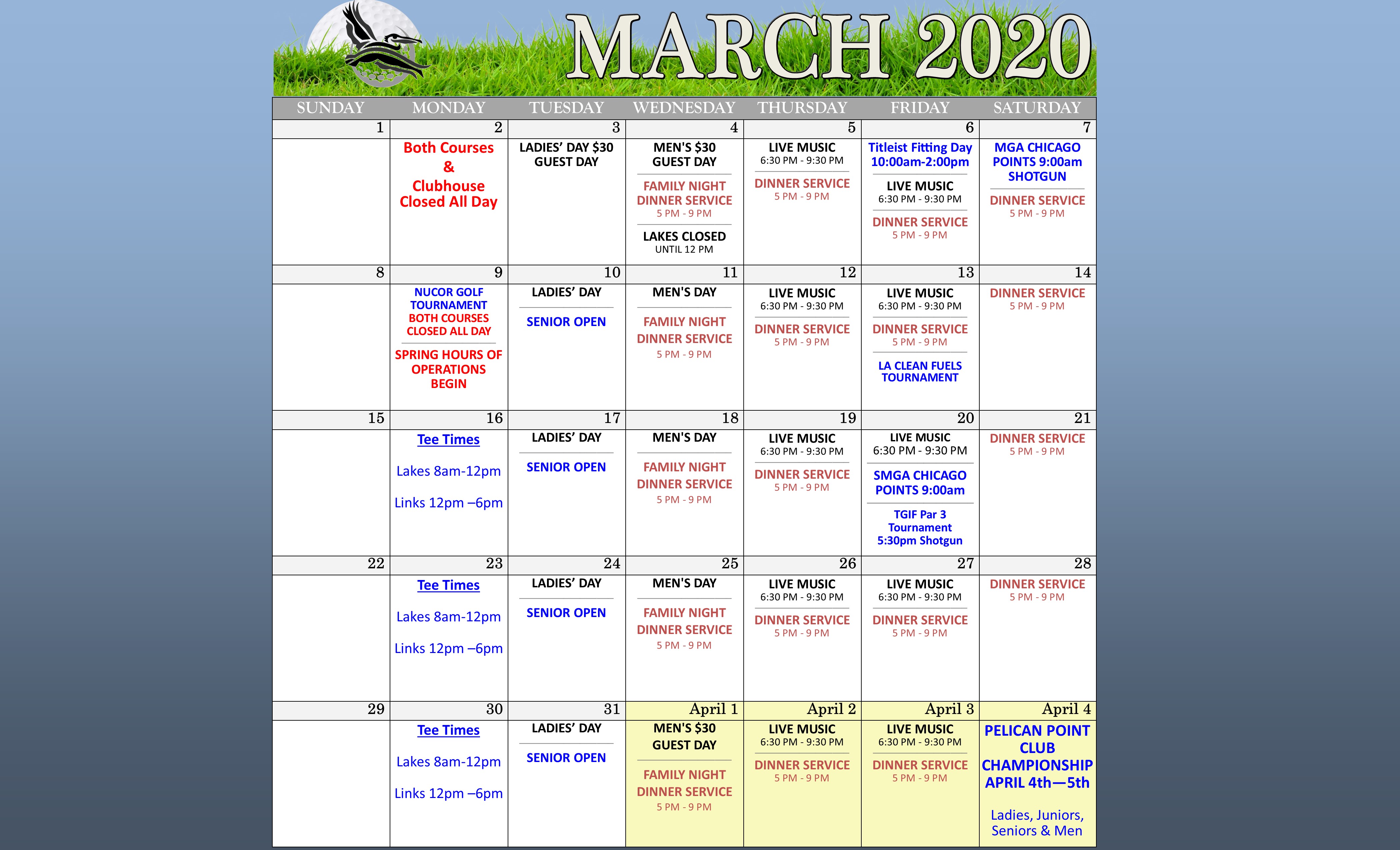 Calendar of Events
